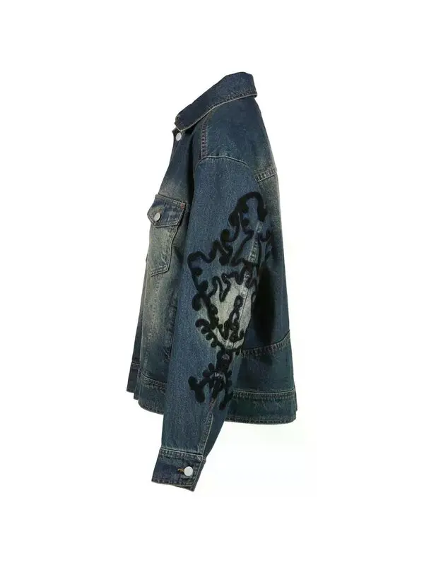 VIVAMUS Lace-embellished Denim Jacket - Blue