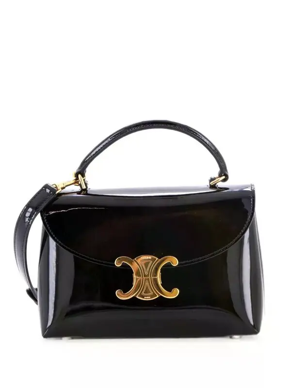 Celine Nino Patent Teen Satchel Top Handle Bag - Black