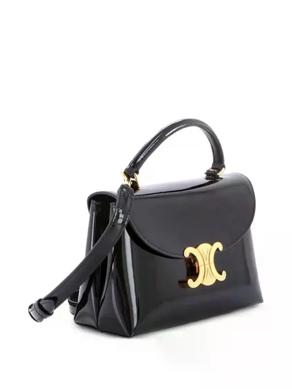 Celine Nino Patent Teen Satchel Top Handle Bag - Black