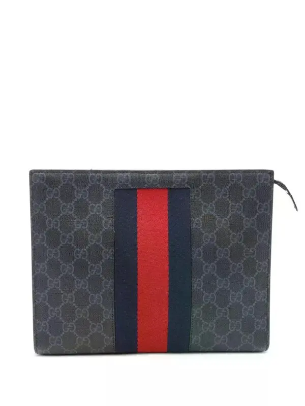 Gucci 2010s Gg Supreme Web Clutch Bag - Grey