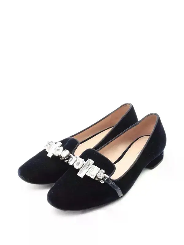 Miu Miu 2010s Bijou Crystal-embellished Ballet Flats - Blue