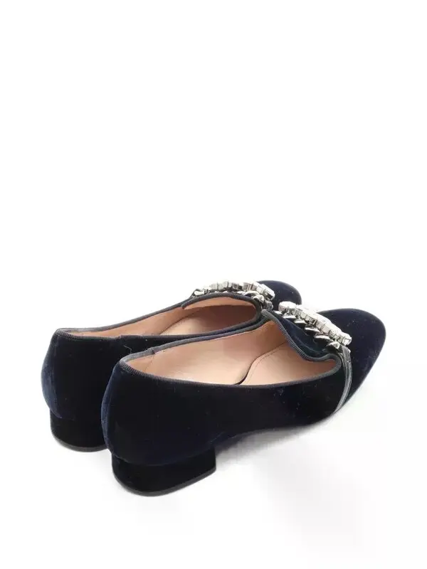 Miu Miu 2010s Bijou Crystal-embellished Ballet Flats - Blue
