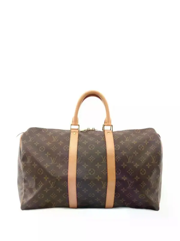 LOUIS VUITTON Monogram Keepall Luggage Bag - Brown