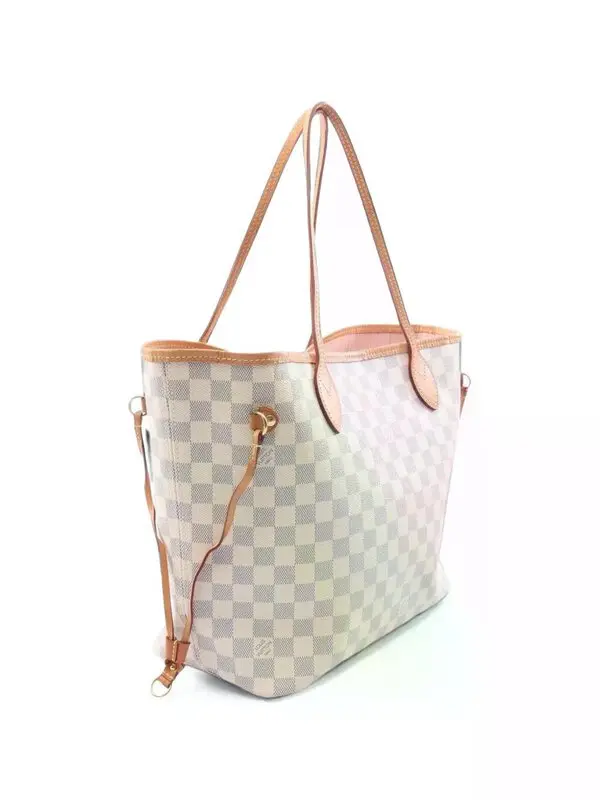 LOUIS VUITTON Mm Neverfull Damier Azur Tote Bag - White