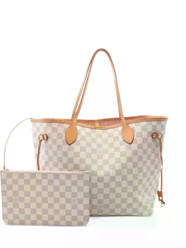 LOUIS VUITTON Neverfull Damier Azur Tote Bag - White