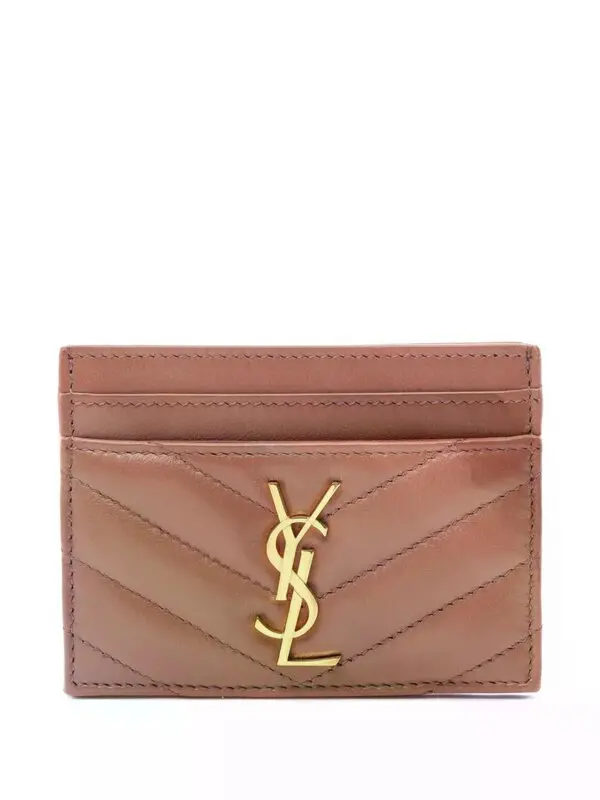 Saint Laurent 2020s Monogram Quilted Card Case - Pink