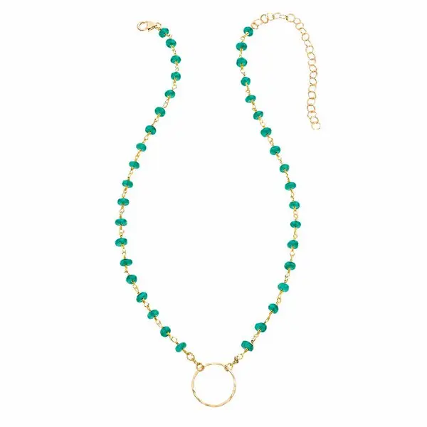 HEATHER HAWKINS Hammered Circle Pendant Necklace - Green