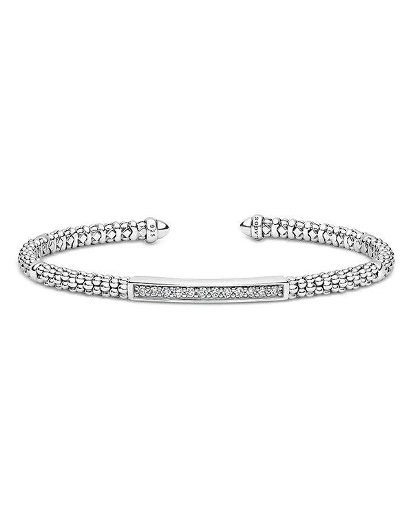 Lagos Sterling Caviar Spark Diamond Cuff Bracelet, 0.22 Tcw - Silver