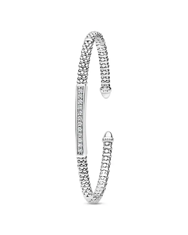 Lagos Sterling Caviar Spark Diamond Cuff Bracelet, 0.22 Tcw