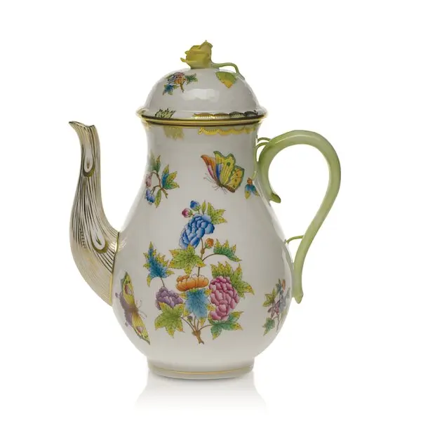 HEREND Queen Victoria Coffee Pot With Rose