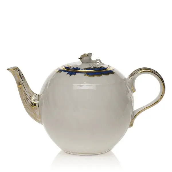 HEREND Princess Victoria Blue Tea Pot With Rose