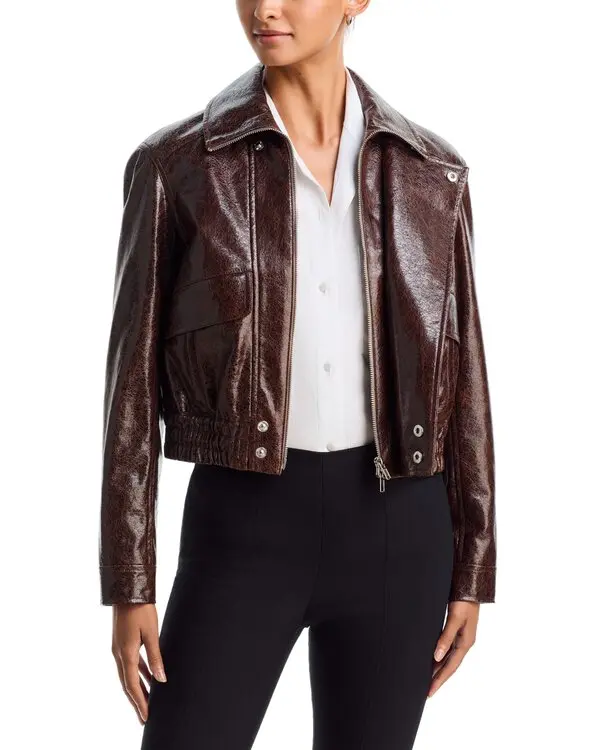 Cinq À Sept Faux Leather Zip Front Jacket