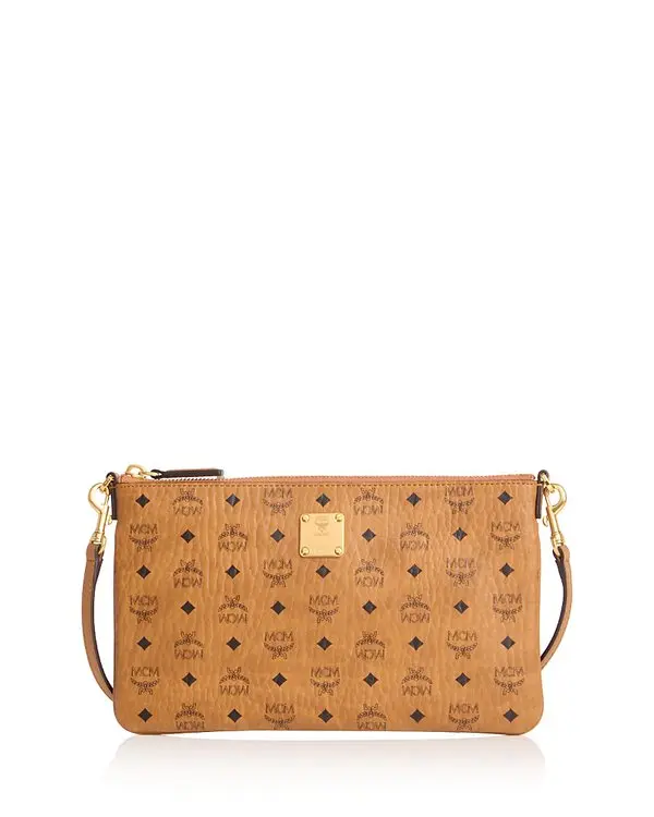 Mcm Aren Visetos Crossbody Pouch Bag - Cognac
