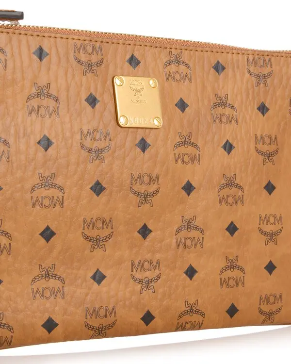 Mcm Aren Visetos Crossbody Pouch Bag - Cognac