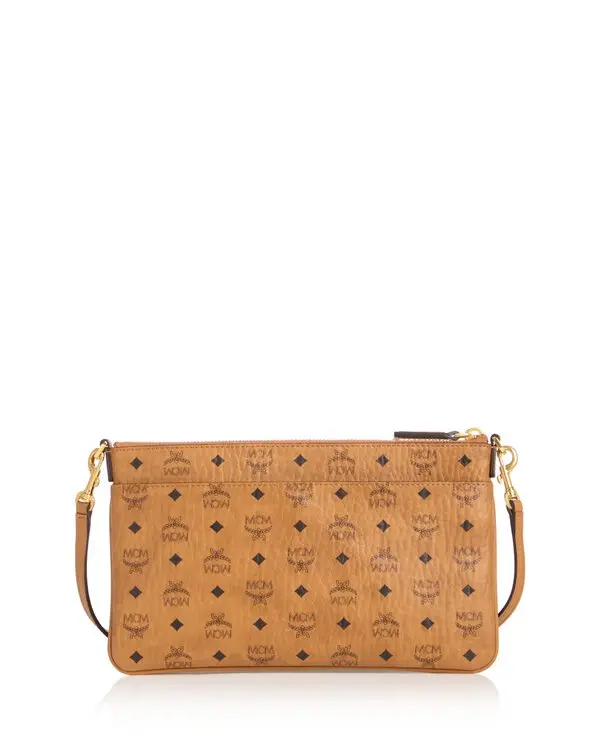 Mcm Aren Visetos Crossbody Pouch Bag - Cognac