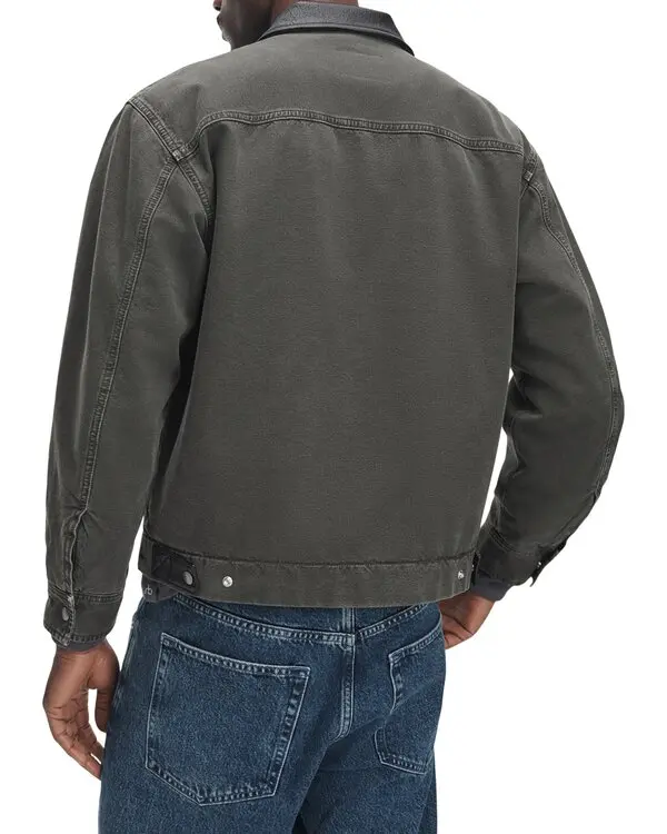Rag & Bone Leather Collar Cotton Denim Workwear Jacket