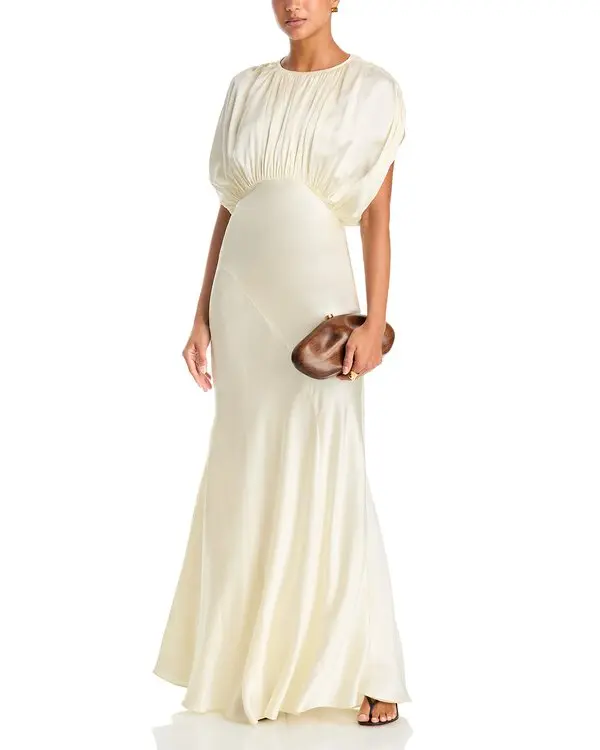 Tove Coco Gathered Long Silk Dress