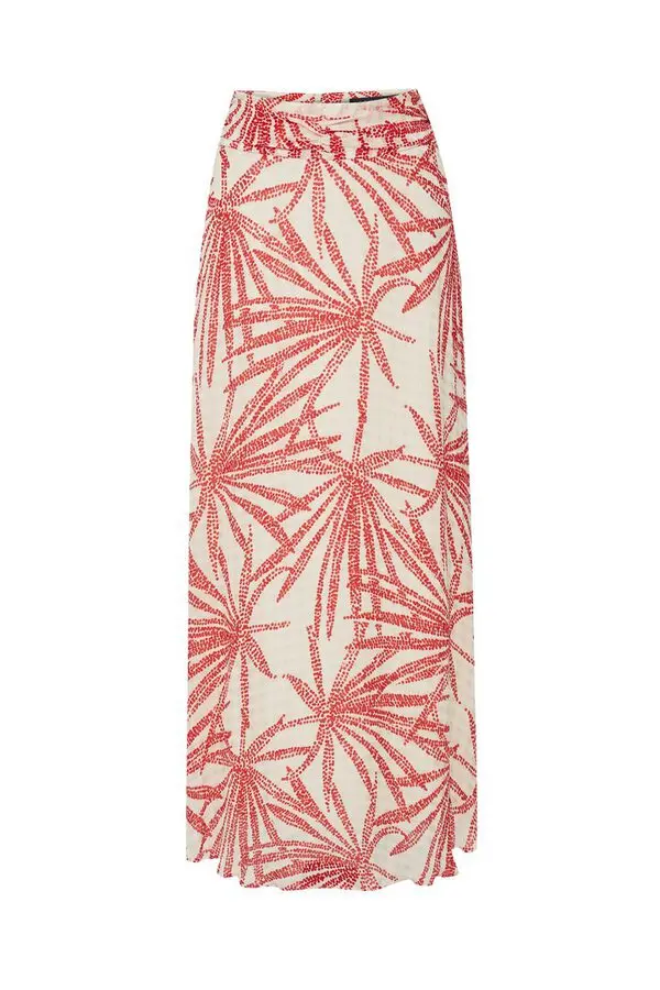 EXQUISE Leaf Print Midi Skirt