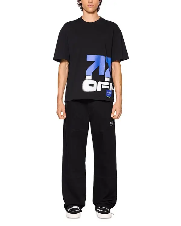 Off-White Cotton Diagonal Graphic Panel Carpenter Jeans - Black