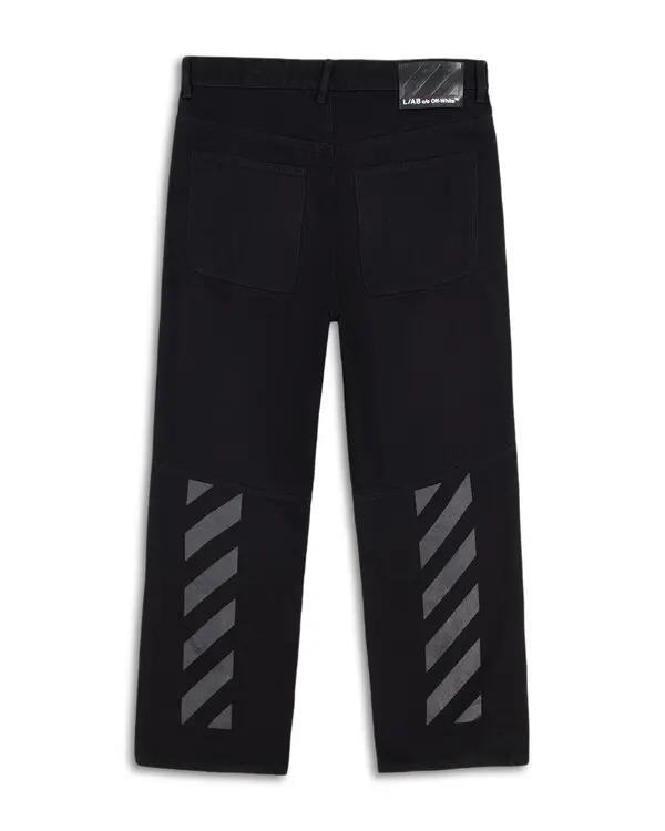Off-White Cotton Diagonal Graphic Panel Carpenter Jeans