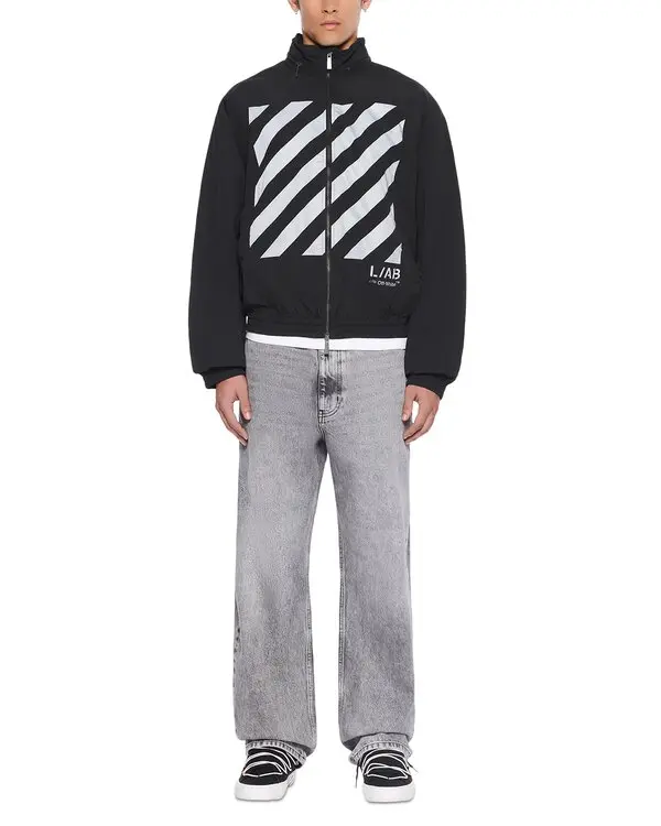 Off-White Reflective Diagonal Graphic Logo Windbreaker Jacket
