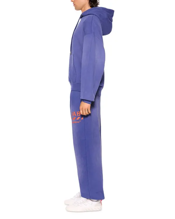 Off-White Cotton Diagonal Logo Garment Wash Drawstring Joggers