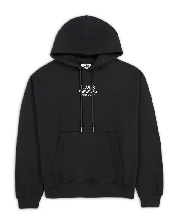 Off-White Cotton Diagonal Graphic Logo Drawstring Hoodie