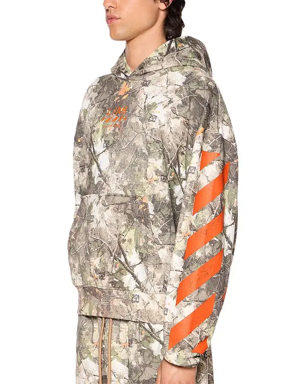 Off-White Cotton Camouflage Diagonal Graphic Logo Hoodie - Camo