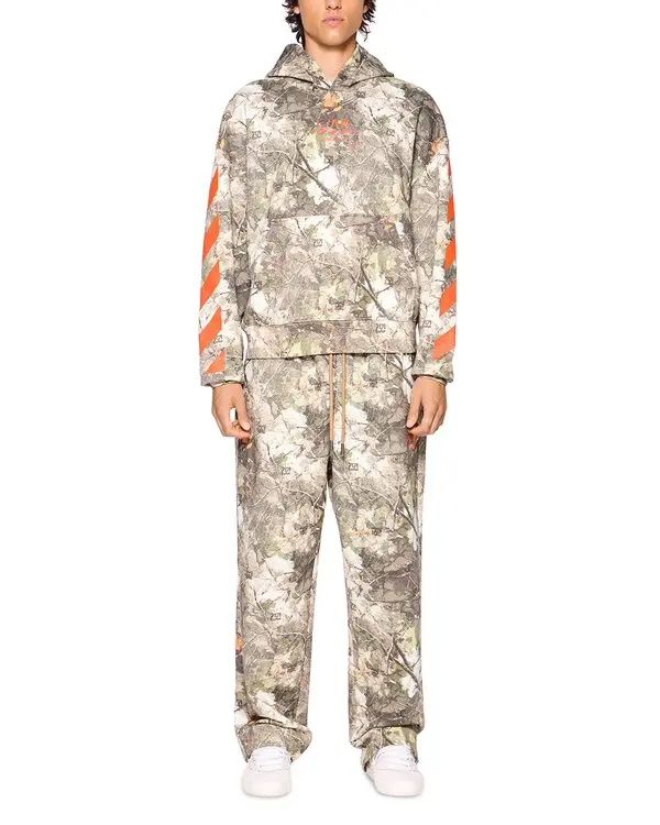 Off-White Cotton Camouflage Diagonal Graphic Logo Hoodie - Camo