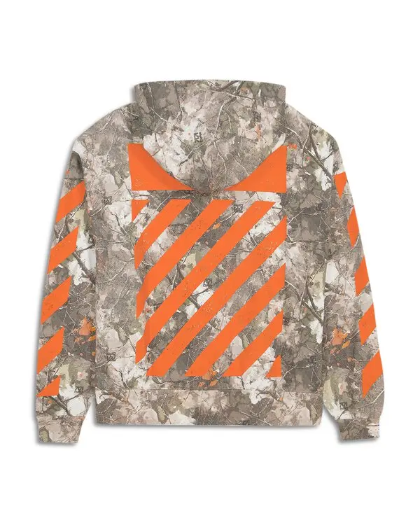 Off-White Cotton Camouflage Diagonal Graphic Logo Hoodie - Camo