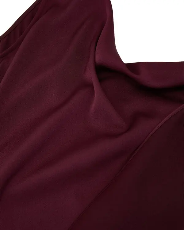 REISS Winnie One Shoulder Cape Dress - Berry Red