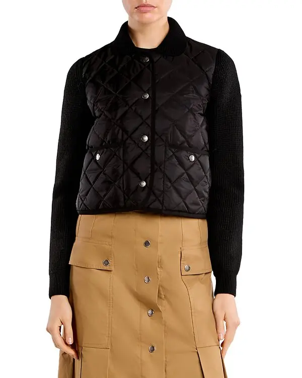 Moncler Diamond Quilted Padded Wool Cardigan