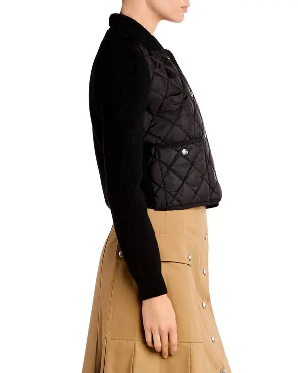 Moncler Diamond Quilted Padded Wool Cardigan