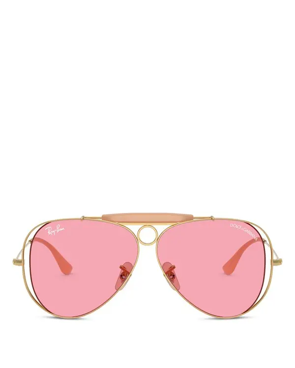 Ray-ban X Dolce & Gabbana Aviator Sunglasses, 58mm - Arista/pink