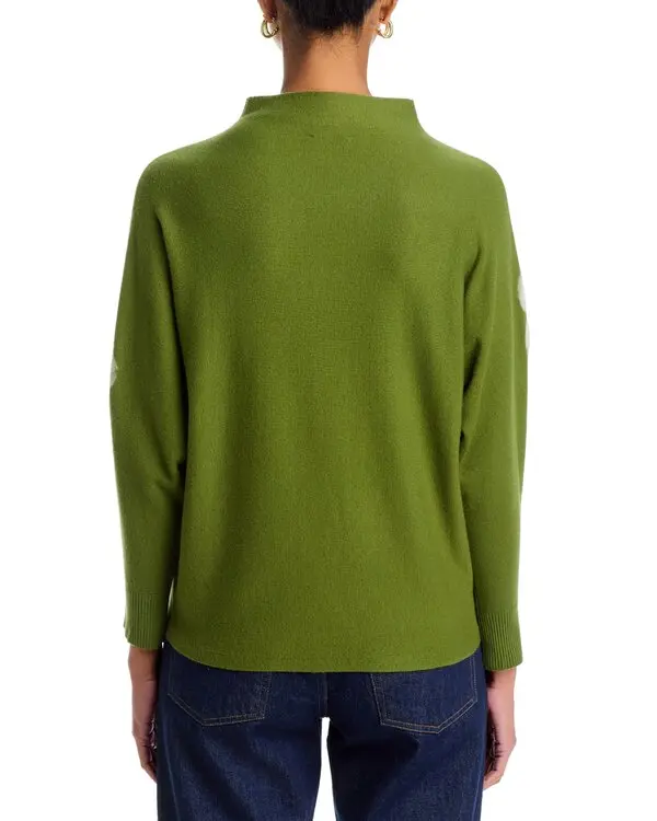 SIONI Embroidered Funnel Neck Sweater - Cedar Green
