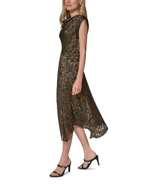 Donna Karan New York Cowl Neck Burnout Dress