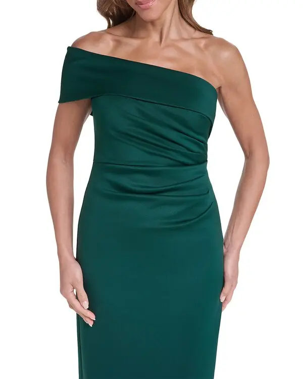 Eliza J One Shoulder Side Pleat Midi Dress