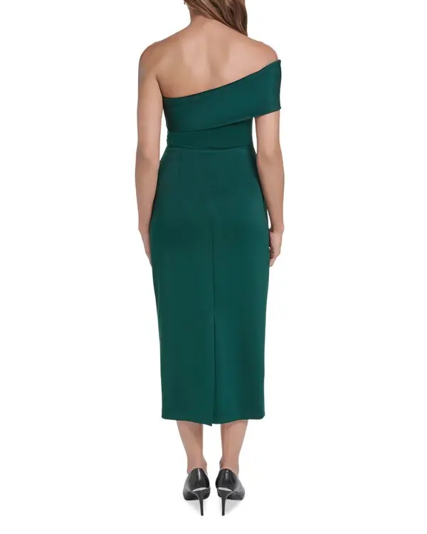 Eliza J One Shoulder Side Pleat Midi Dress