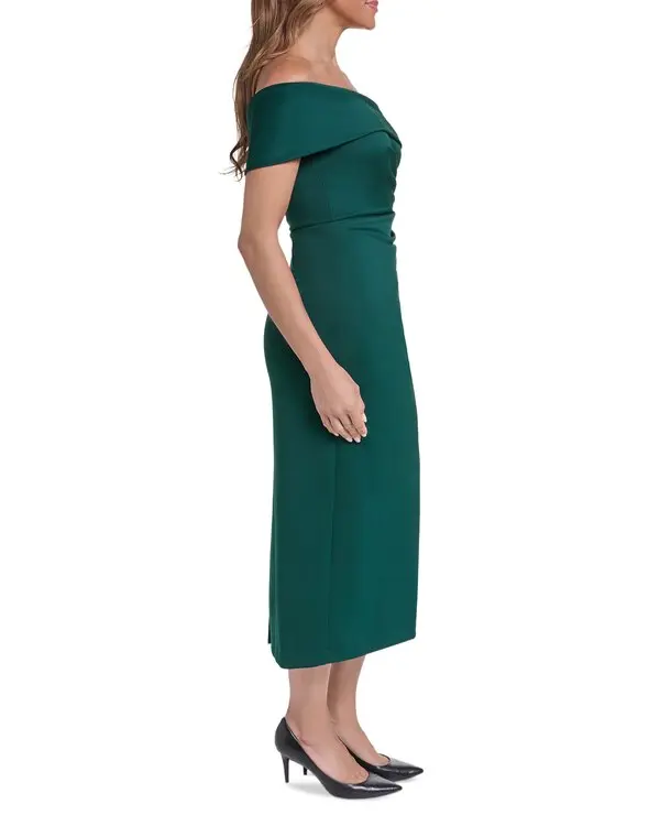 Eliza J One Shoulder Side Pleat Midi Dress
