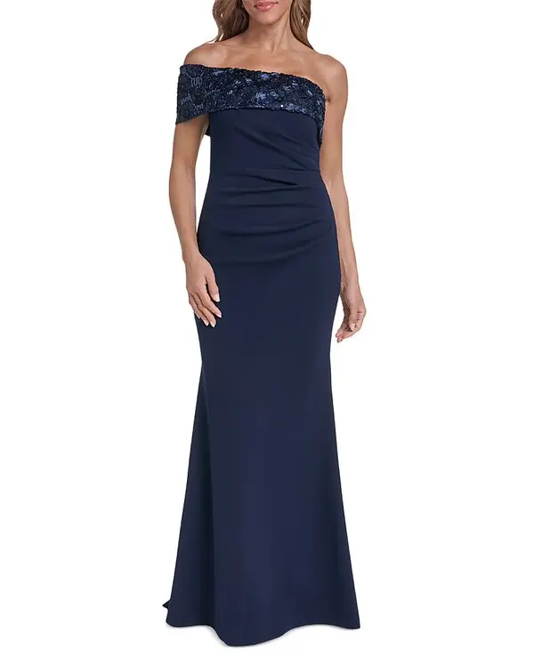 Eliza J One Shoulder Side Pleat Gown