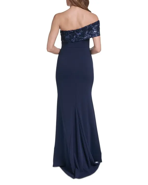 Eliza J One Shoulder Side Pleat Gown