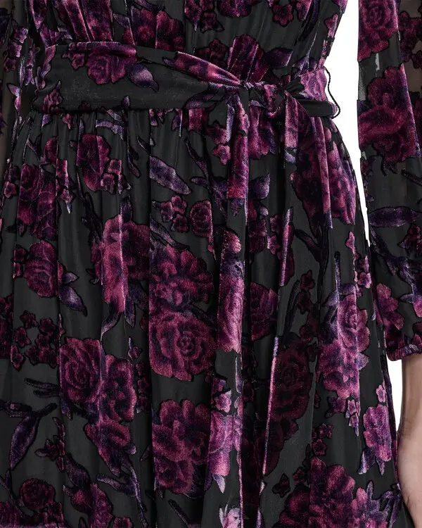 Eliza J V-neck Balloon Sleeve Dress - Black Wildberry
