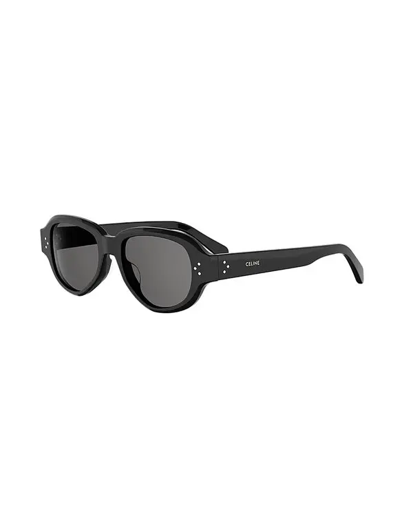 Celine 52mm Round Frame Sunglasses - Shiny Black/smoke