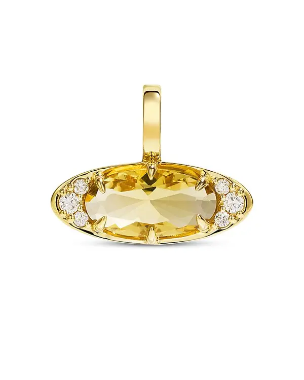 BY PARIAH 14k Yellow Ellipse Smokey Quartz & Diamond Pendant - Gold