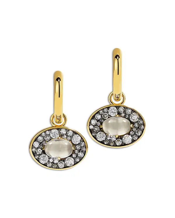 BY PARIAH Reverie White Topaz & Diamond Dangle Hoop Earrings - Gold