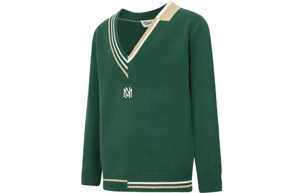 Mitchell & Ness Branded Contrasting V-neck Sweater