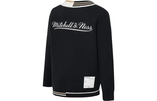 Mitchell & Ness Branded Contrasting V-neck Sweater