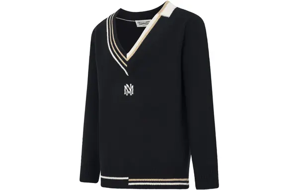 Mitchell & Ness Branded Contrasting V-neck Sweater