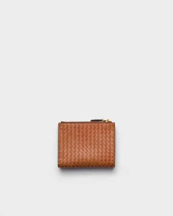 Prada Small Woven Madras Leather Wallet