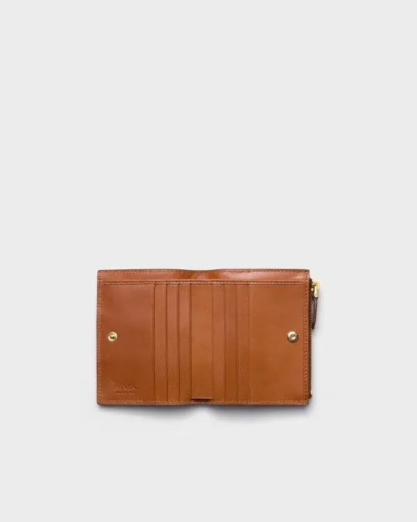 Prada Small Woven Madras Leather Wallet